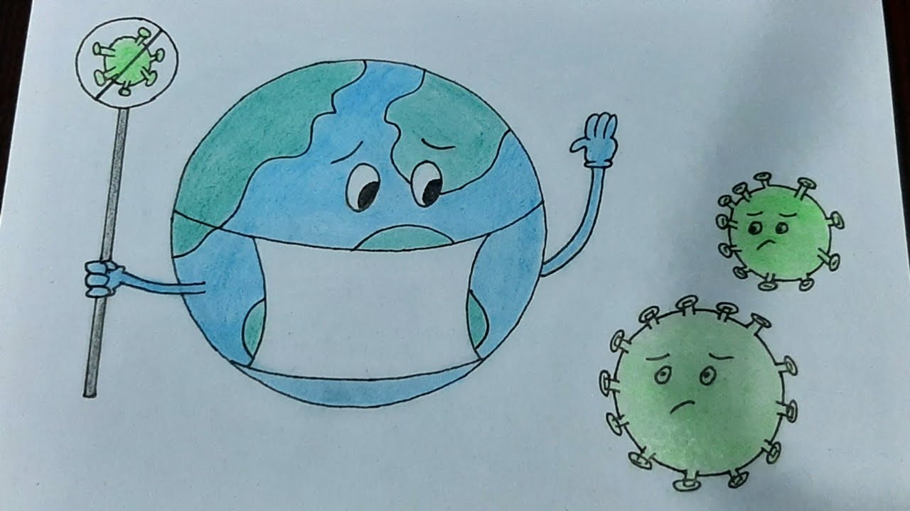 Drawing of Corona Virus | Save earth from corona virus | easy step by ...