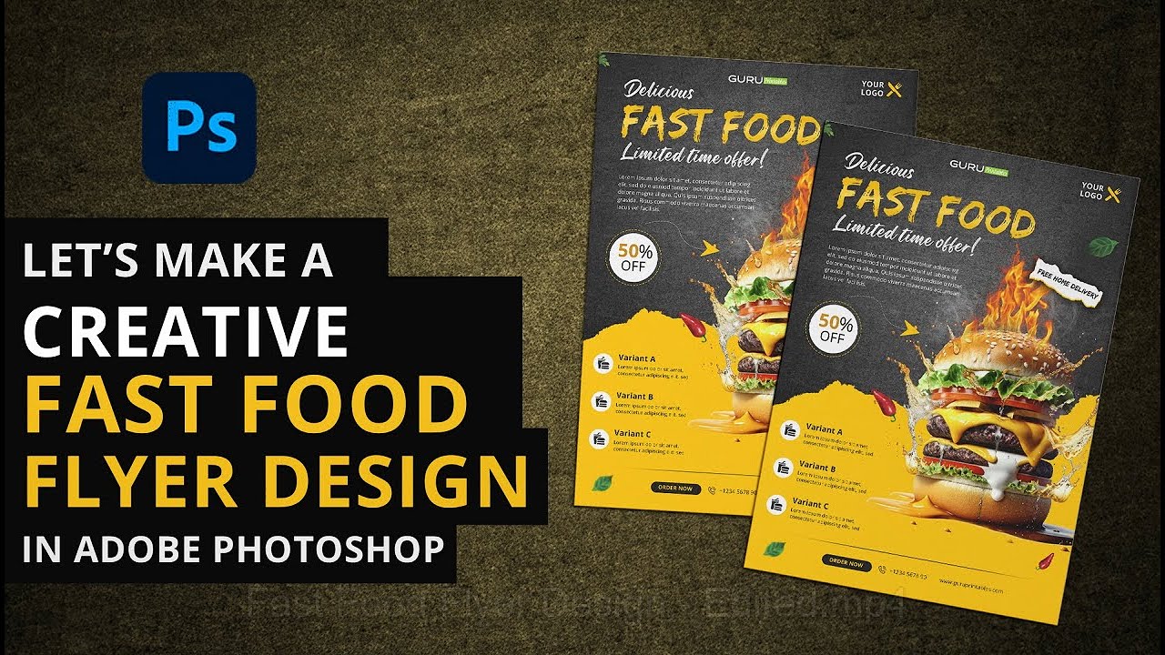 Creativity with Fast Food Flyer Design in Adobe Photoshop - YouTube