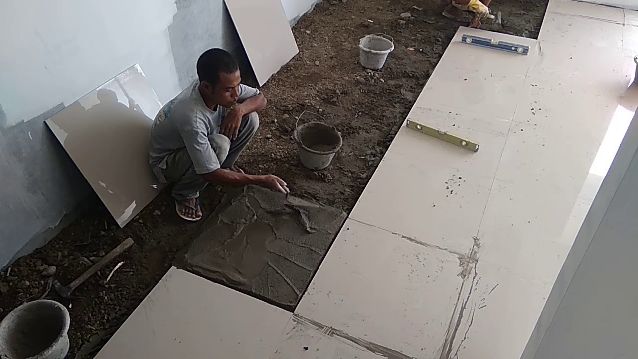Cara pasang granit 60 x 60 - YouTube