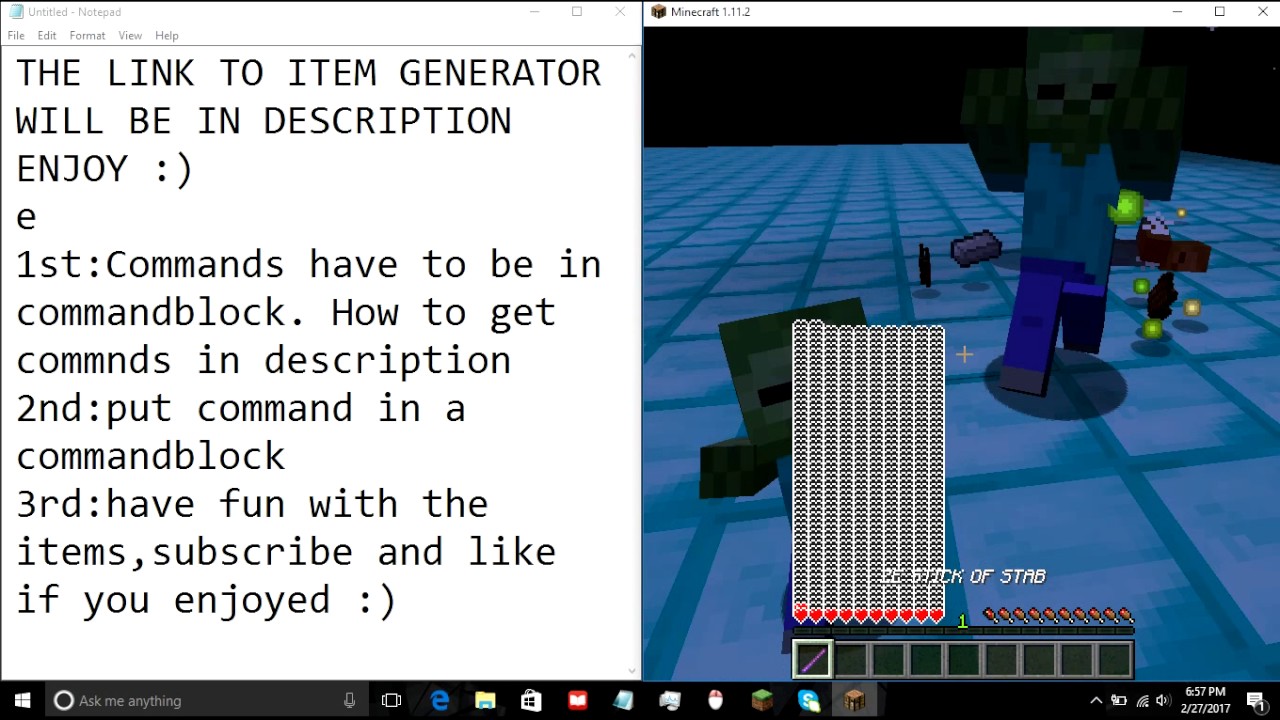 MINECRAFT OP ARMOR AND WEAPON(give generator) - YouTube