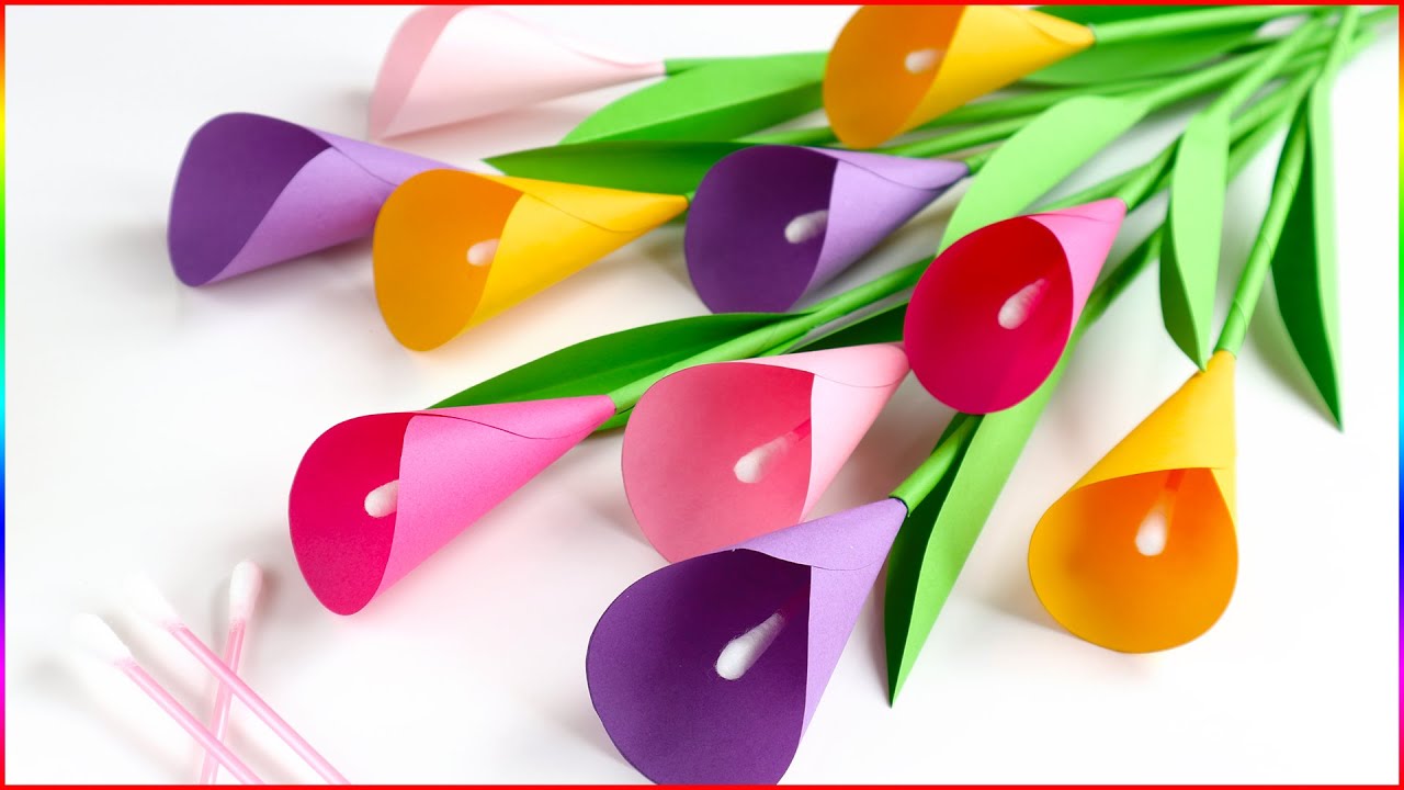 Calla Lily Flower ⚜ Paper Flower Making ⚜ Paper Crafts - YouTube