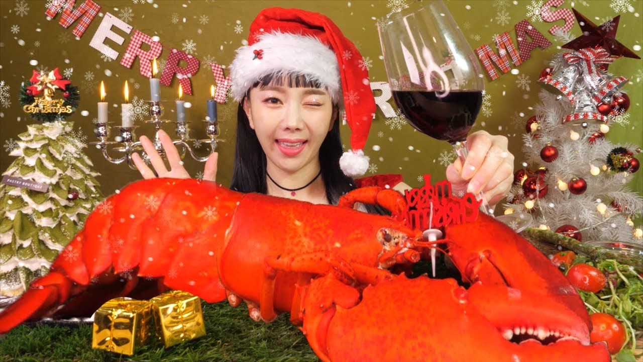 [Mukbang ASMR] Merry Christmas 랍스터스테이크 트리케이크🦞Lobster+Steak+Christmas ...