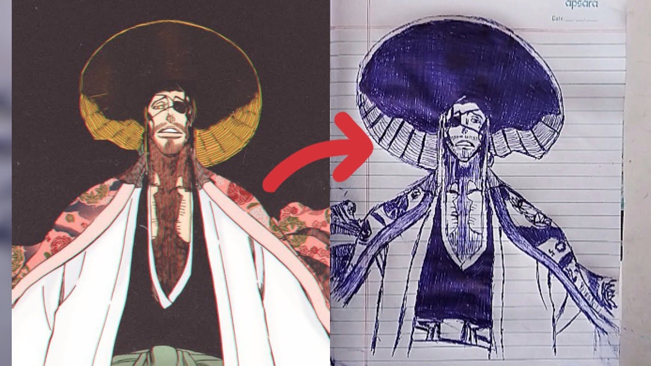 how to draw Shunsui Kyōraku using by ball pen ll step by step ll full ...