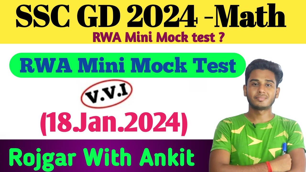 18.Jan.2024 RWA Mini Mock Test | Math Solved | RWA math Mini Mock Test ...
