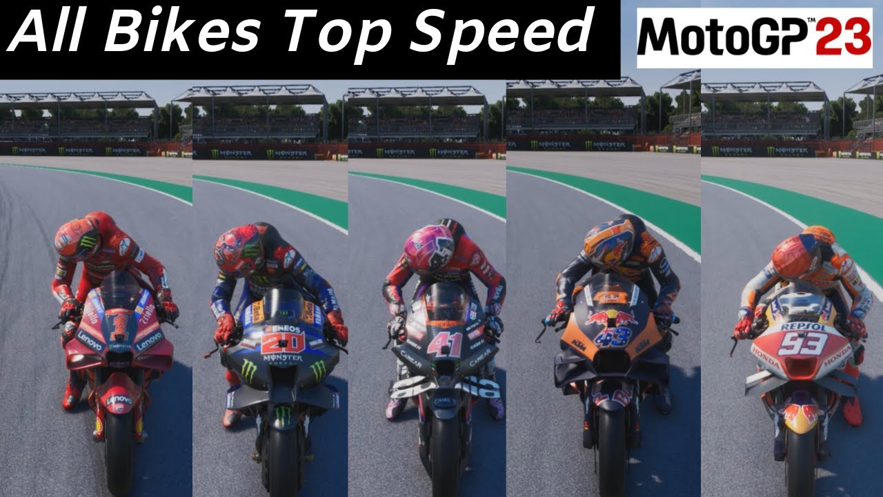 MOTOGP 23 || All Bikes Top Speed Test || Honda, Ducati, Yamaha,KTM ...