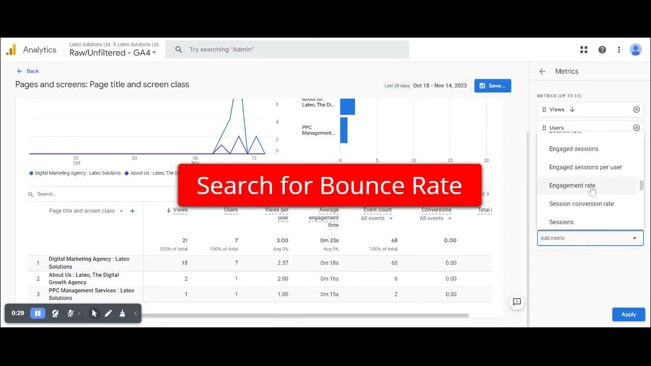 How To Add Bounce Rate In GA4 (Google Analytics 4)? - Lateo Solutions - YouTube