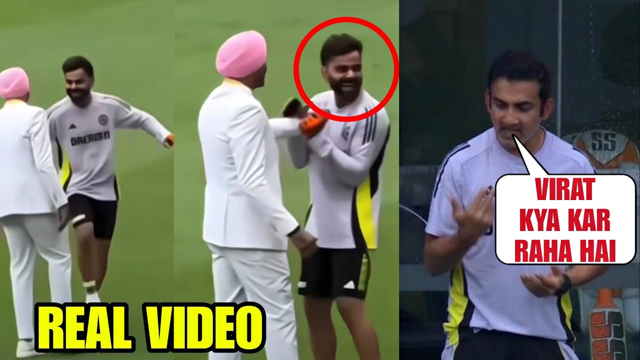 Gambhir shouts when Relaxed Virat Kohli dances with Harbhajan after getting OUT during rain ...
