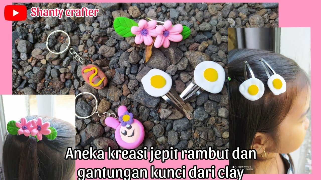 DIY 205 || aneka kreasi jepit rambut dan gantungan kunci dari clay ...