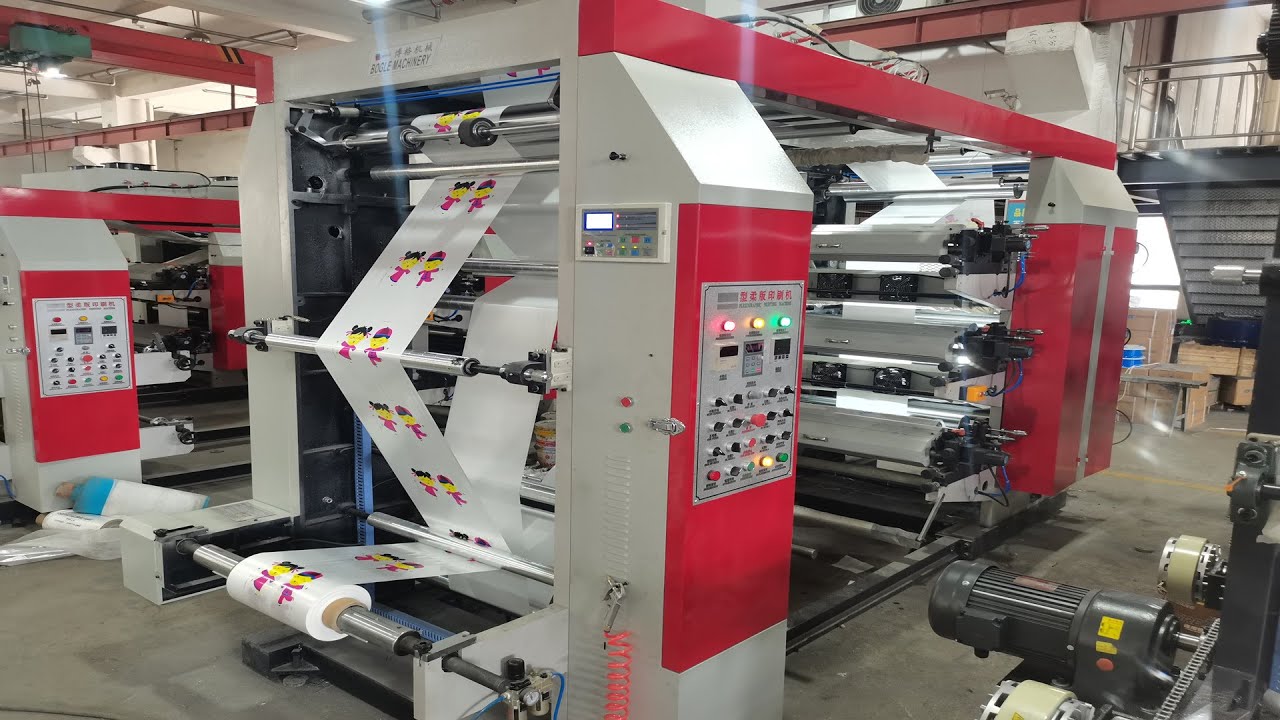6 Colors Plastic Flexo Printing Machine - YouTube