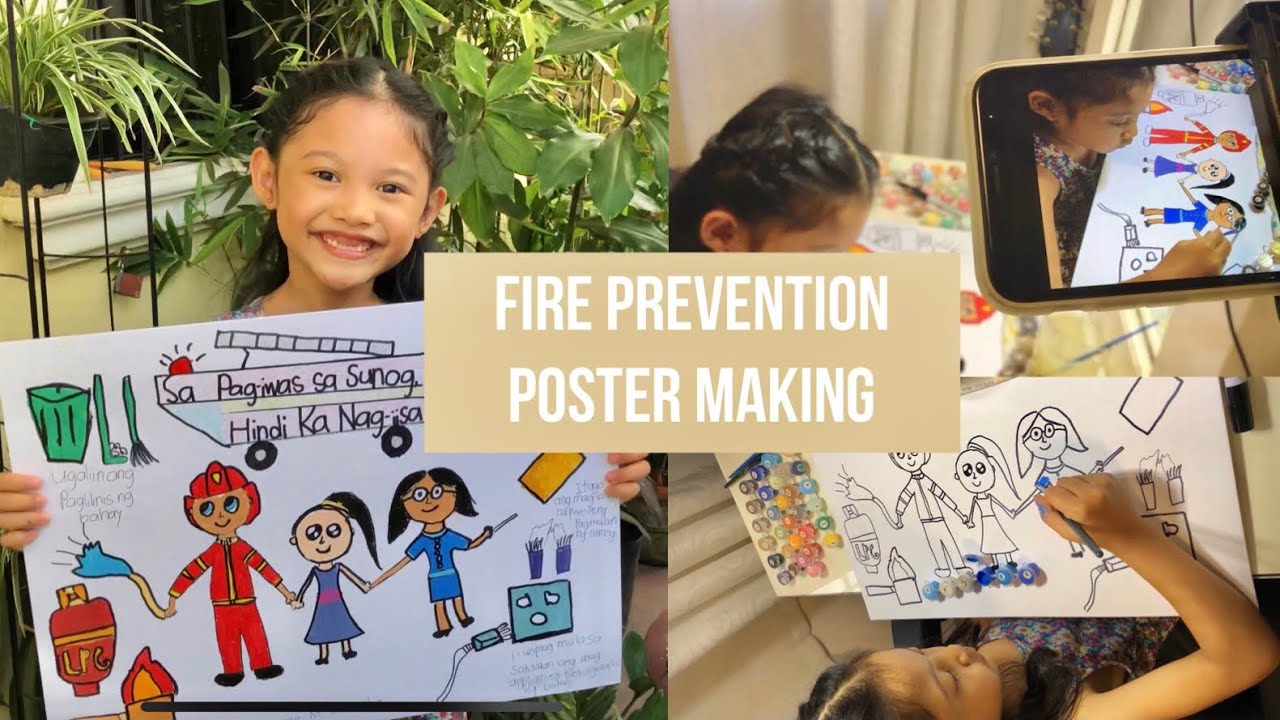 7 YEAR OLD GIRL FOR FIRE PREVENTION MONTH | POSTER MAKING - YouTube