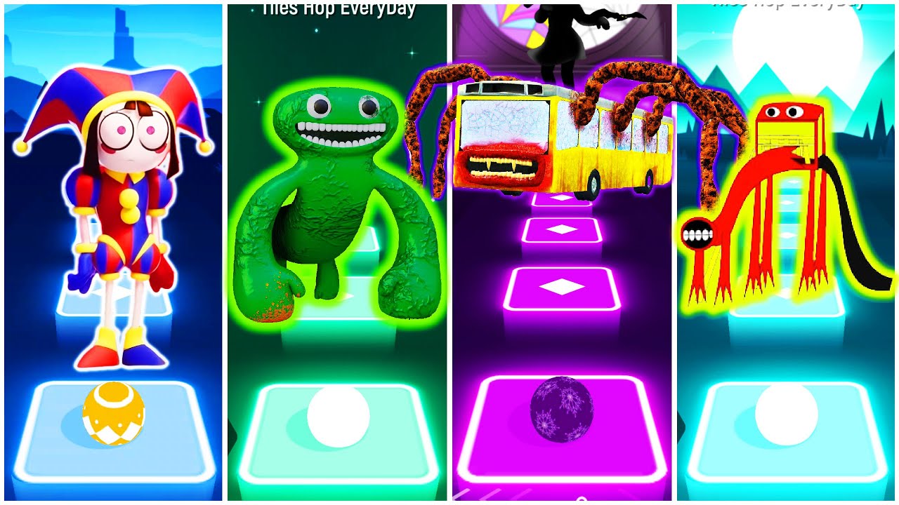 Pomni VS Jumbo Josh VS Bus Eater VS Extra Slide | Tiles Hop EDM Rush ...