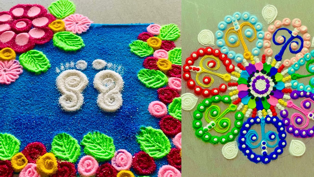 Small beautiful rangoli. 2 small rangoli for Diwali. Easy small Diwali ...
