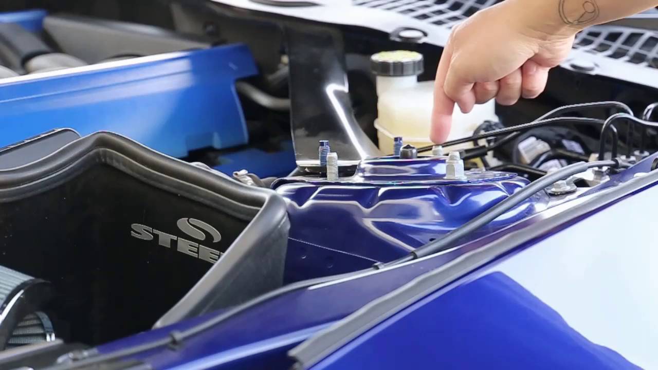 2015 Mustang GT Steeda strut tower brace install - YouTube
