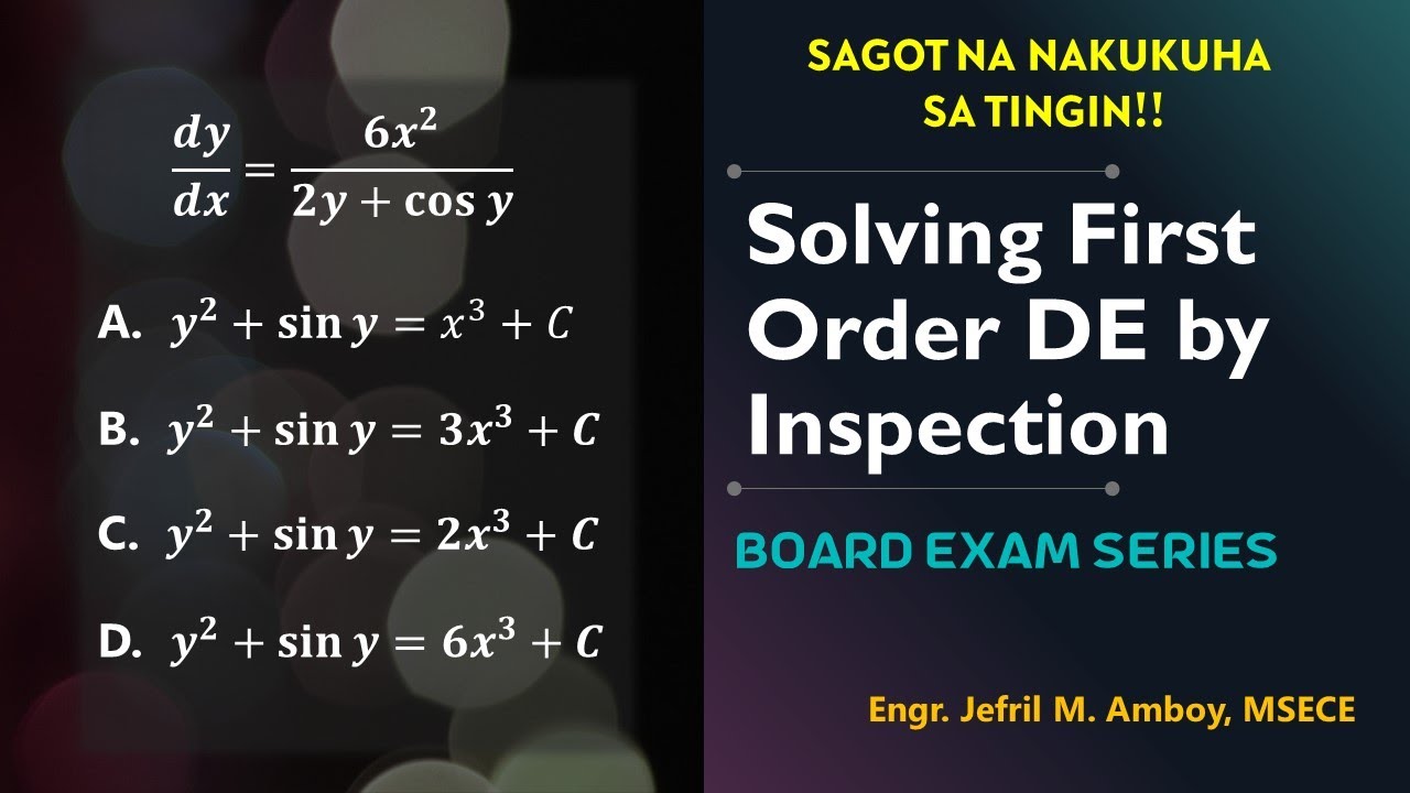 Solution of First Order Differential Equation by Inspection - YouTube