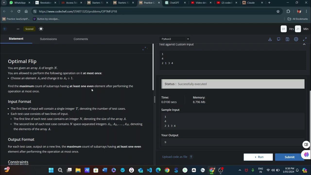 Optimal Flip code solution Starters 132 Contest Solution #python # ...