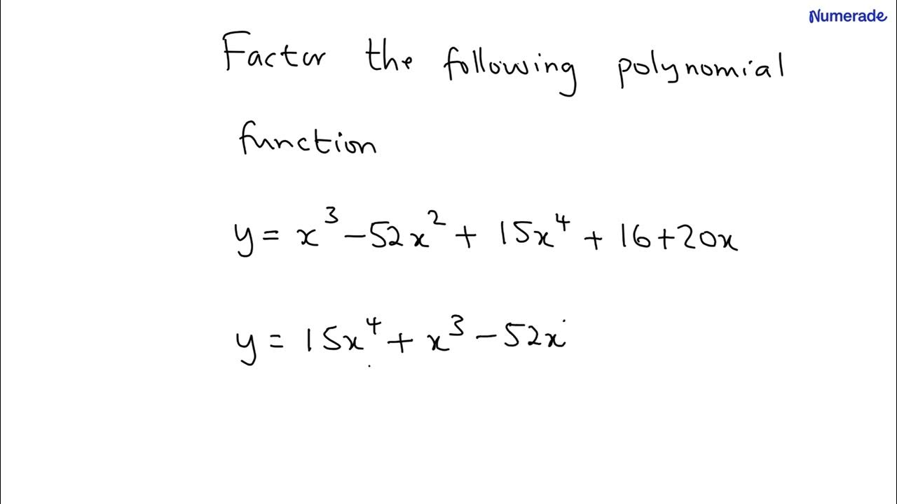 Factor the following polynomial function: - YouTube