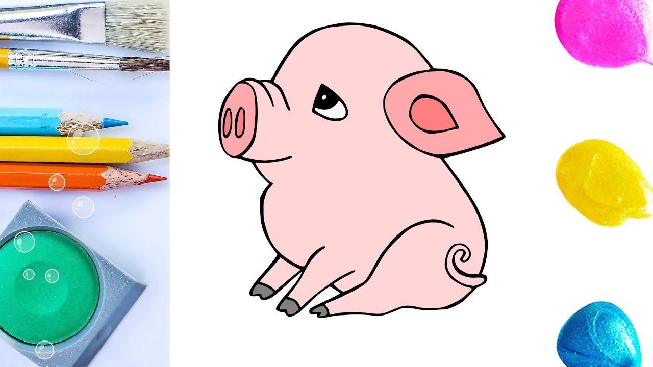 How to Draw a Pig Coloring Page Pig Pig For Kids Drawings. Kids fantasy ...