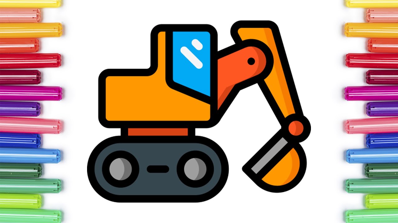 Excavator Drawing — Easy Way to Draw an Excavator - YouTube