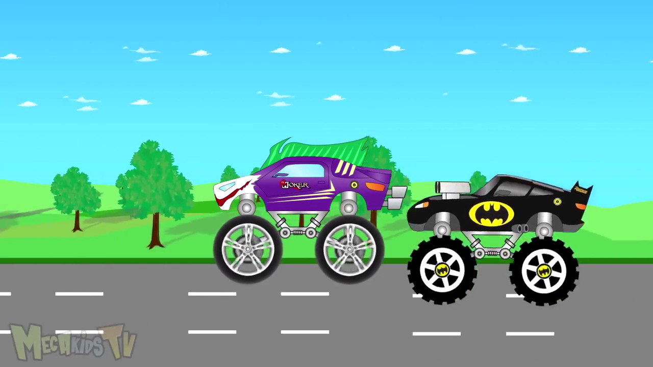 New Batman Truck Vs Joker Truck Monster Trucks For Kids Children ...