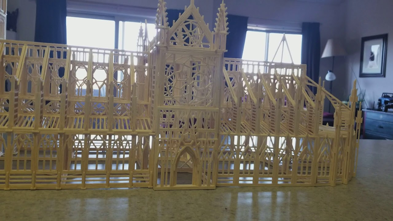 Notre-Dame Cathedral match sticks 90% complete - YouTube