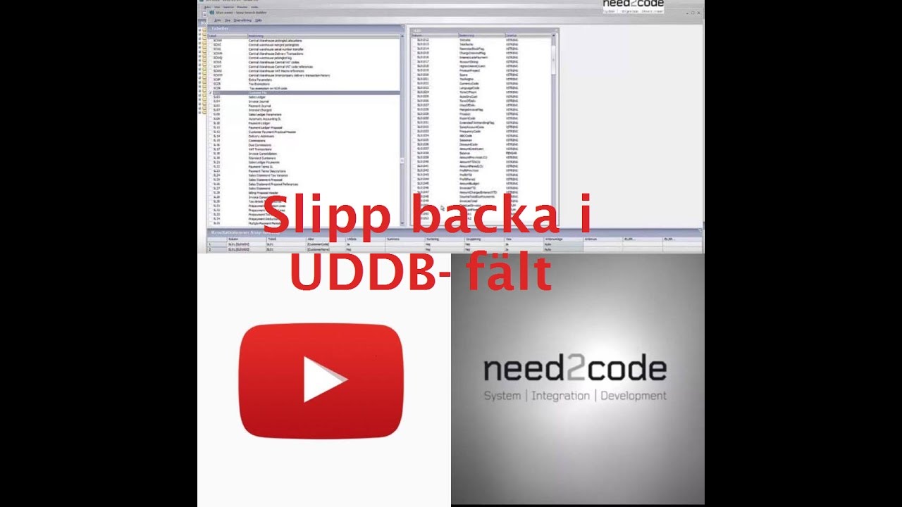 Slipp backa genom UDDB-fält med UDDB i menyn - YouTube