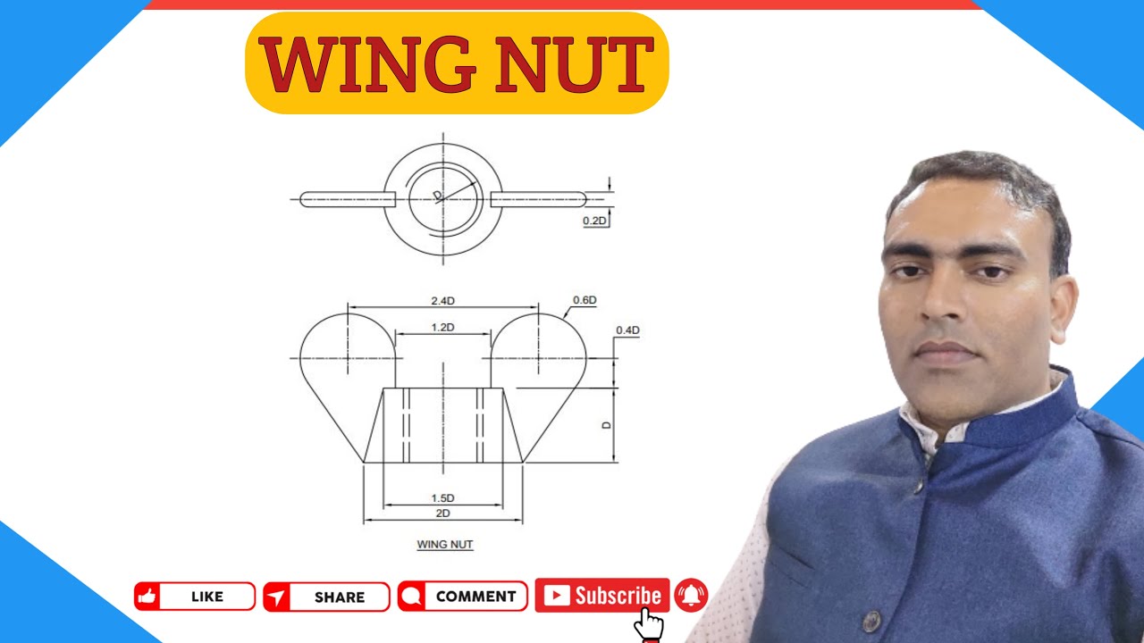 AutoCAD practice drawing for mechanical || How to draw wing nut ...