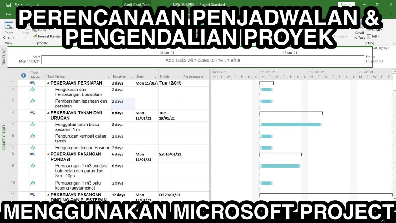 TUTORIAL MS PROJECT - PERENCANAAN PENJADWALAN & PENGENDALIAN PROYEK ...