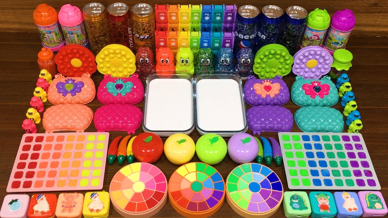 WARM vs COOL COLOR !!! Mixing random into GLOSSY slime !!!Satisfying ...