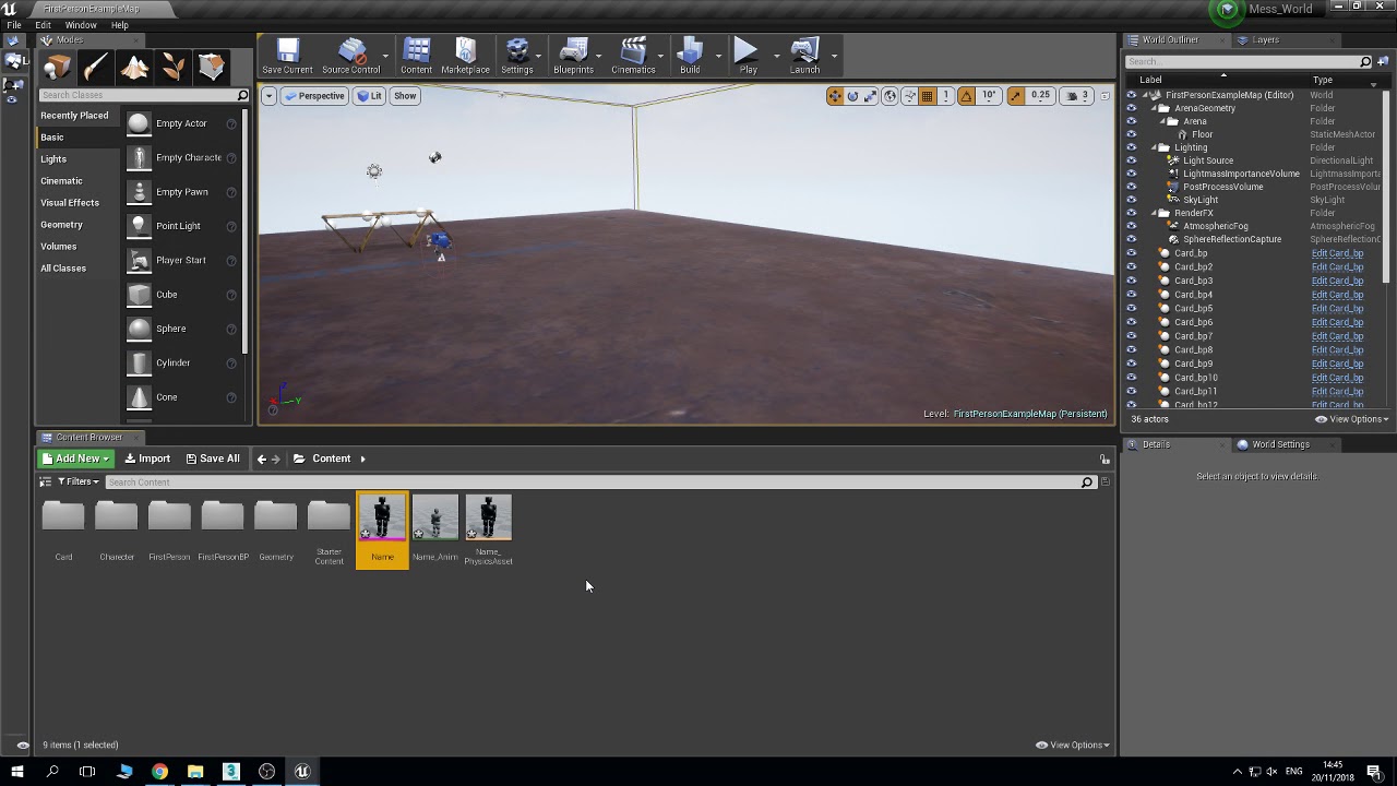 Placing character into UE4 and creating character blueprint and adding ...