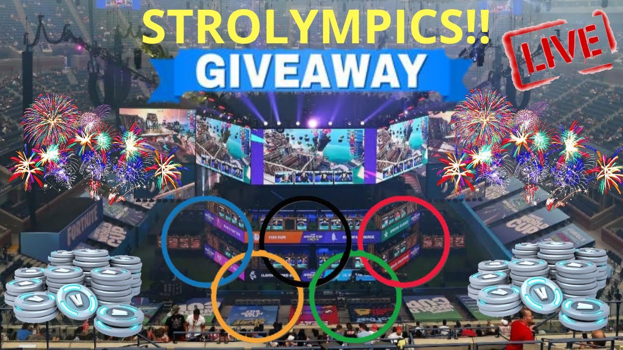 FREE FORTNITE VBUCKS AND BATTLE PASS GIVEAWAY!! STROLYMPICS LIVE ...