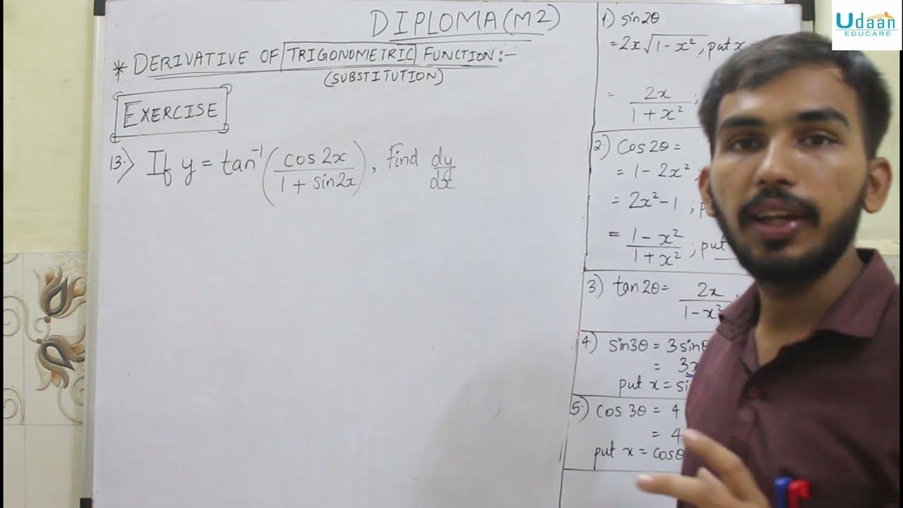 Derivatives | Applied Mathematics | Sem 2 | MSBTE | FY Diploma | TRIGONOMETRIC function EX 13 # ...