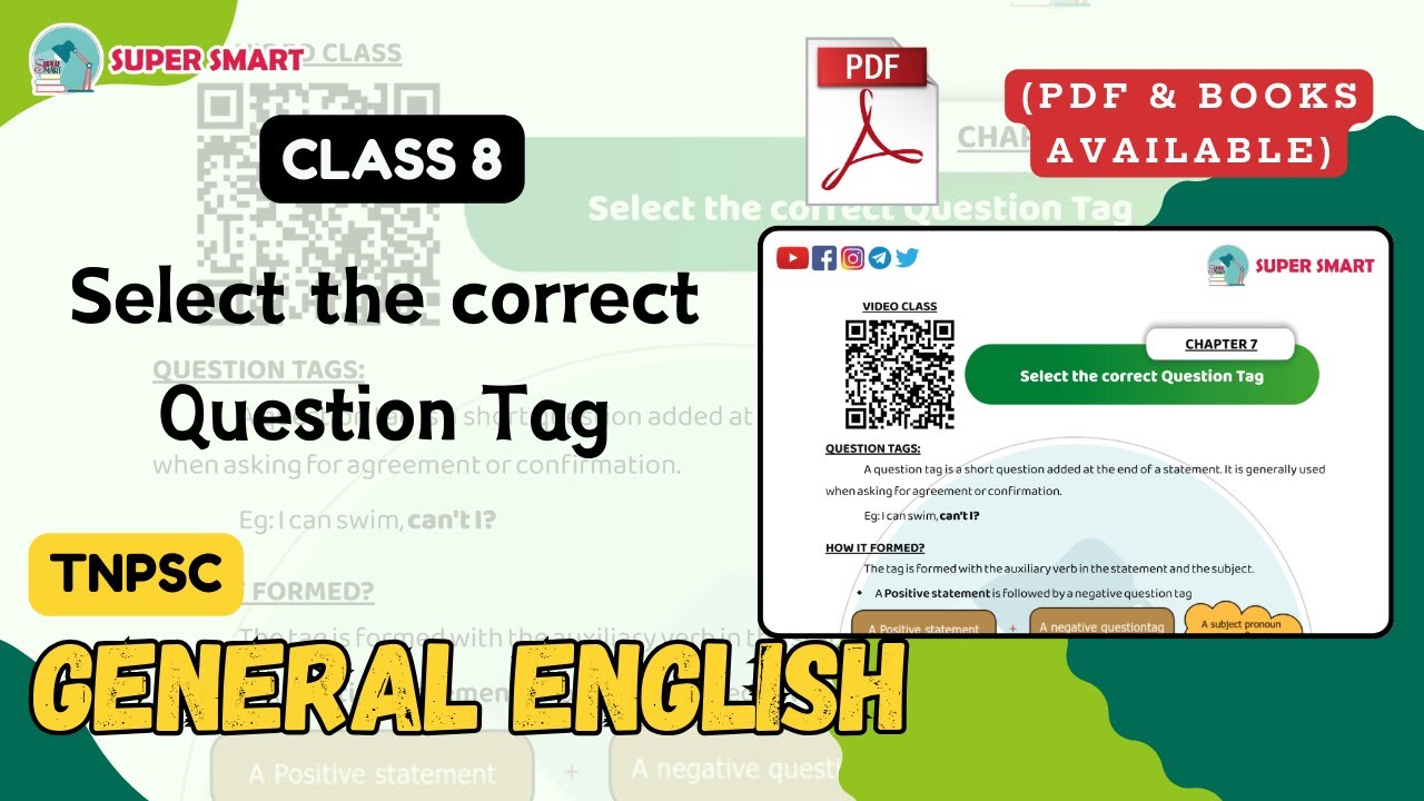 TNPSC General English (Part A) | Class 8 - Select the correct Question ...