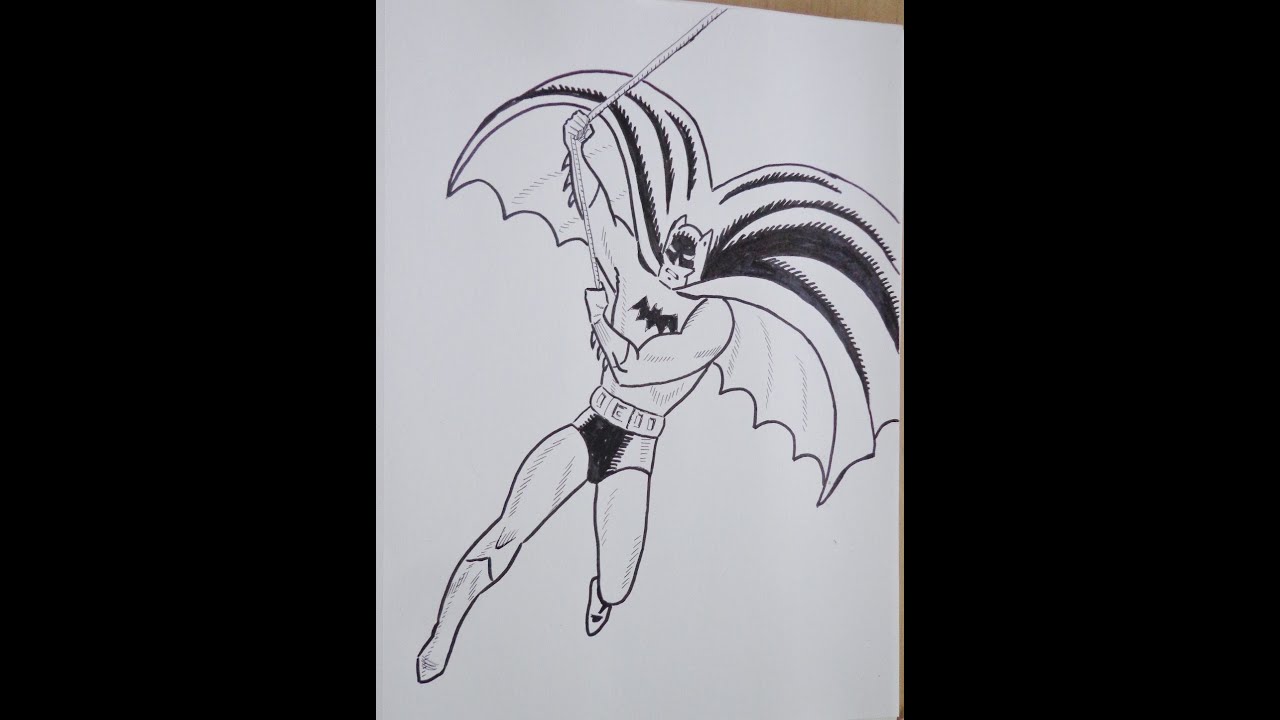 Drawing the Batman (Vintage comic book style) - YouTube