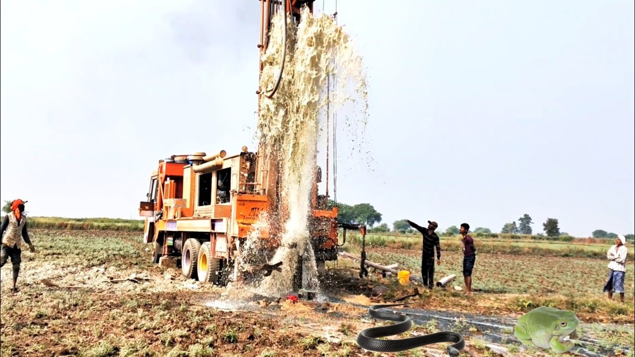 Borewell Drilling - 10 Hp water journey 195 Feet deep Boring with ...