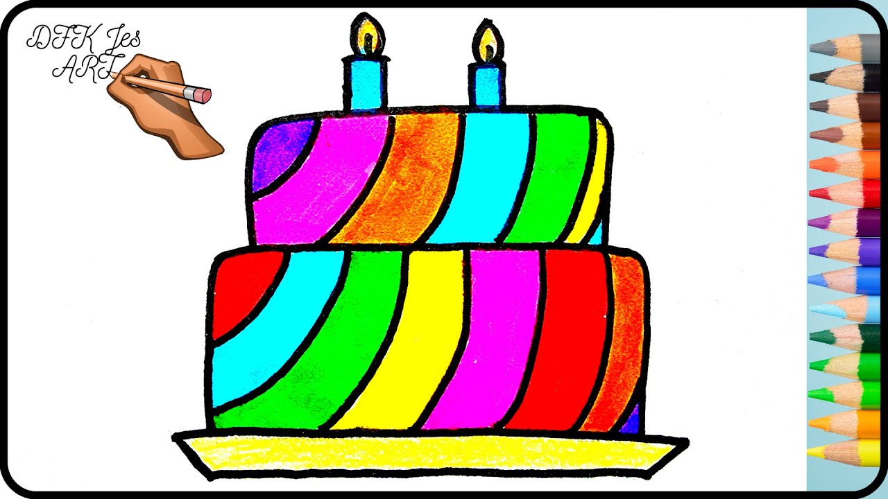 Colorful cake drawing | Rangli tort rasmi | Красочный рисунок торта ...