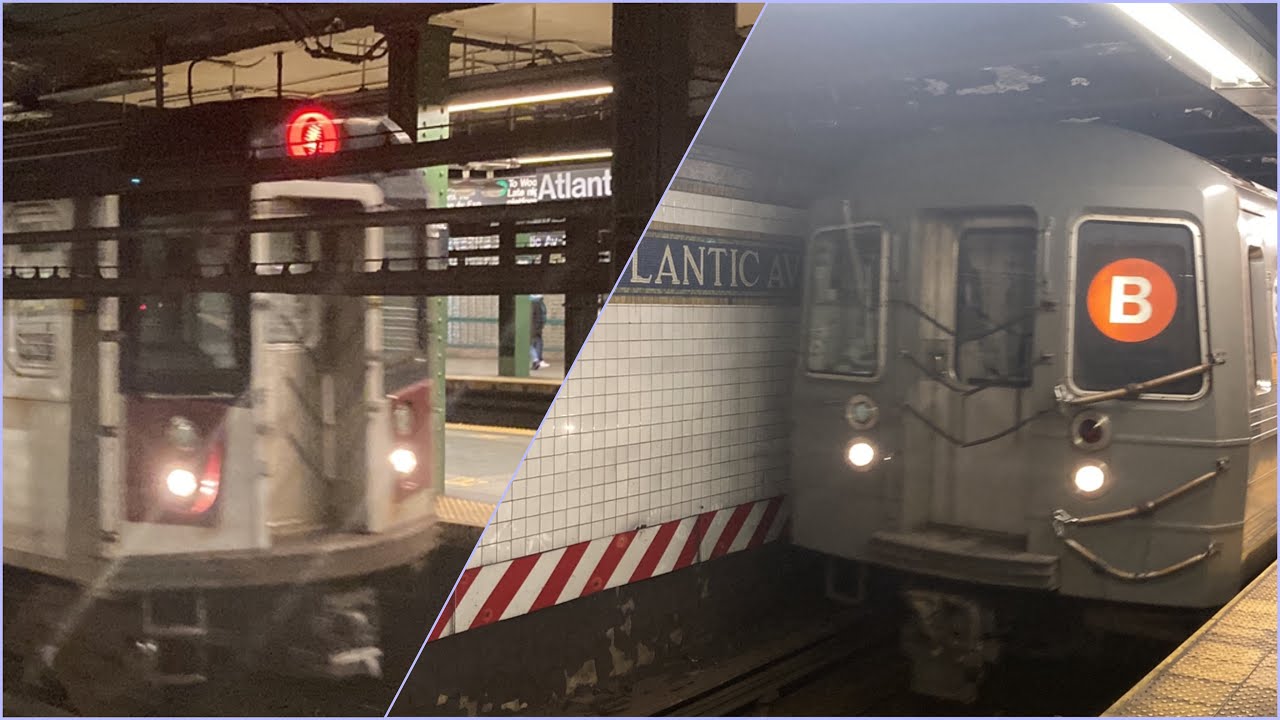 ᴴᴰ MTA (2), (3), (4), (B), (N), (R) Trains action at Atlantic Av ...