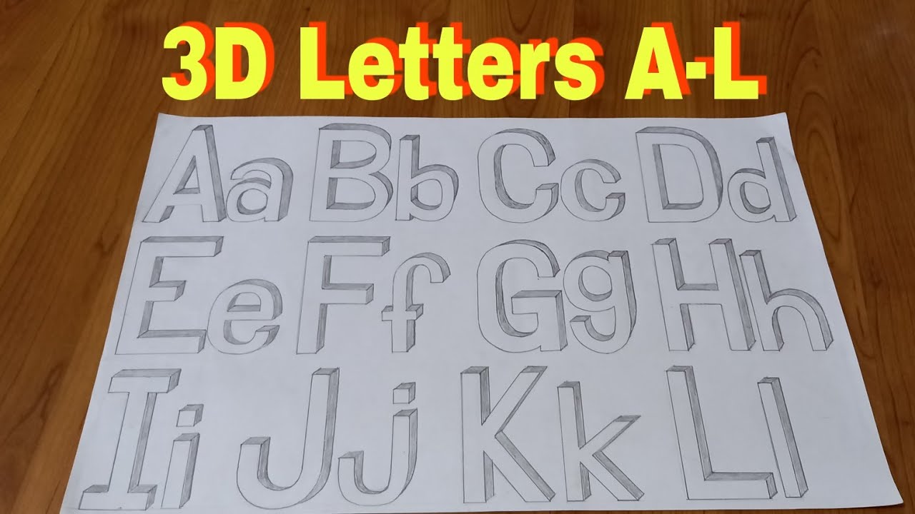 HOW TO DRAW 3D LETTERS A-L Using Pencil | devdevs simple crafts - YouTube