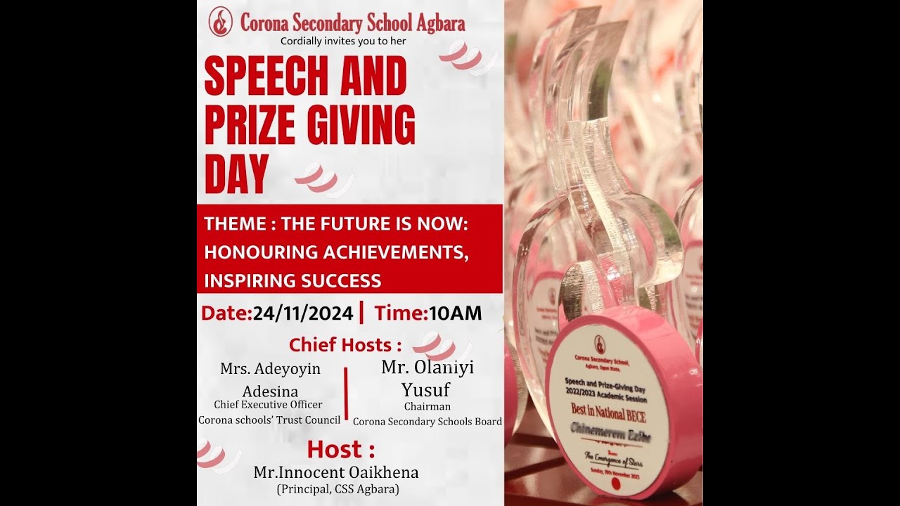 CORONA SECONDARY SCHOOL AGBARA - SPEECH AND PRIZE GIVING DAY - YouTube