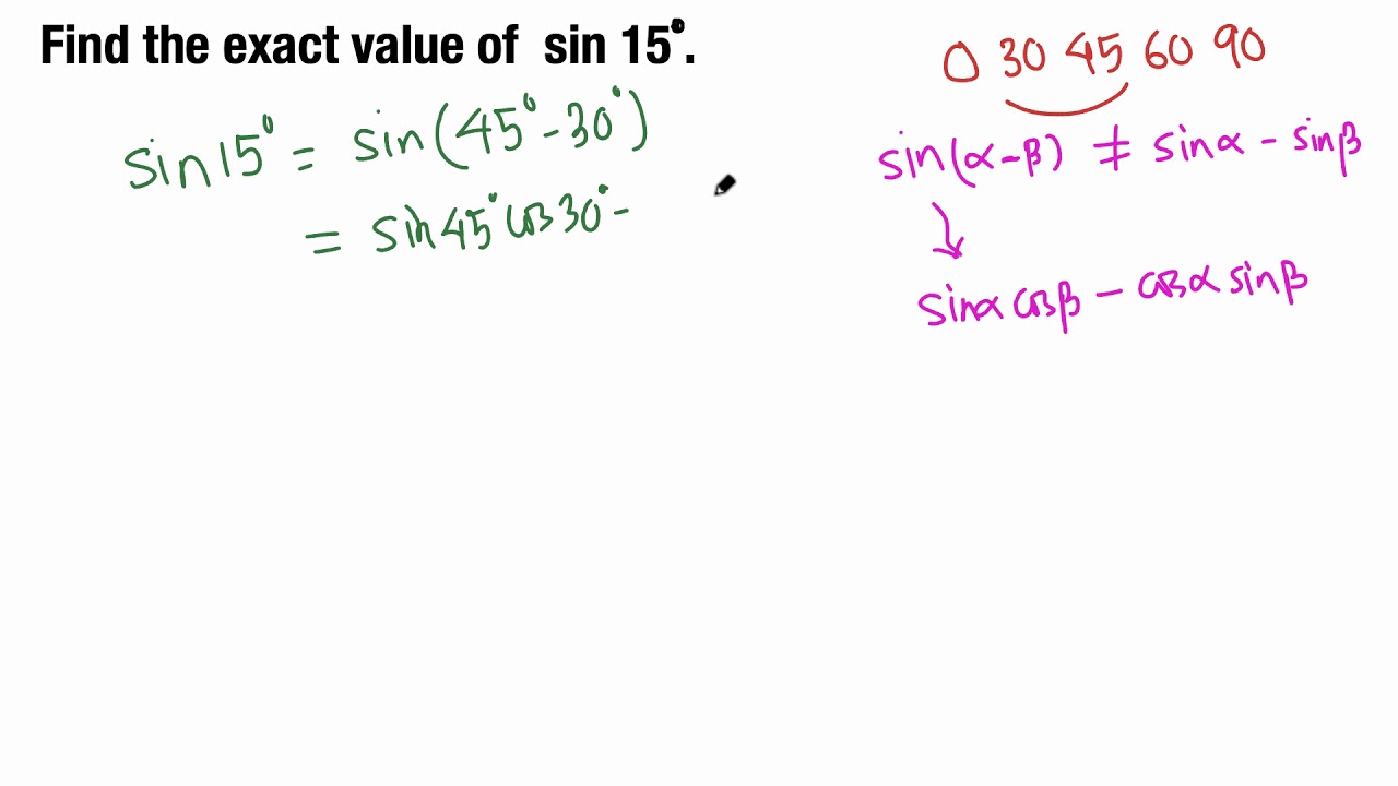 Trigonometry Exact Value Of Sin 15 YouTube