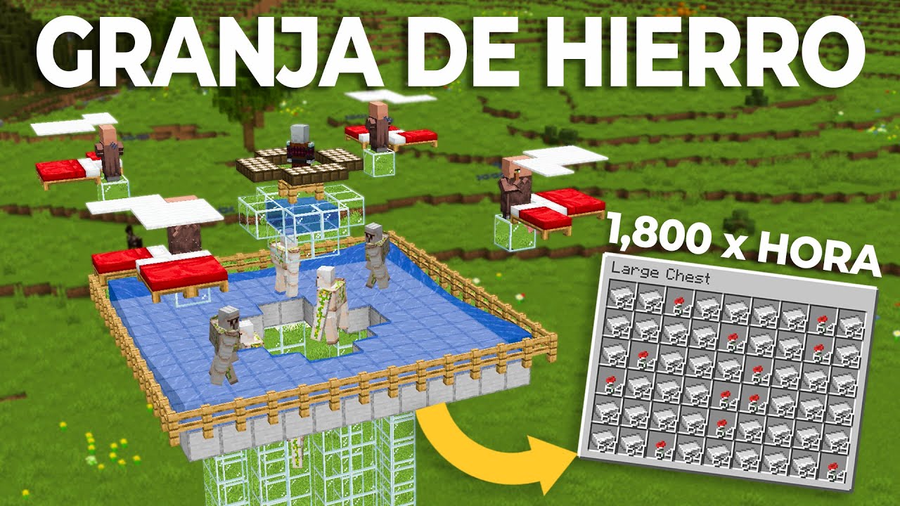 Granja de Hierro CUÁDRUPLE Minecraft 1.21 - 1.20 JAVA - 1,800 Lingotes ...