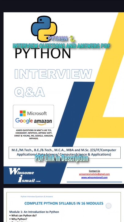 Python Interview Questions and Answers PDF #python #pythonCoding # ...