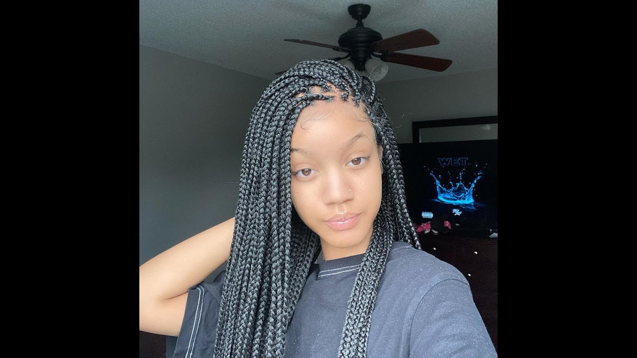 32inch Medium Box Braids 13x5 Knotless Braided Lace Wig - YouTube