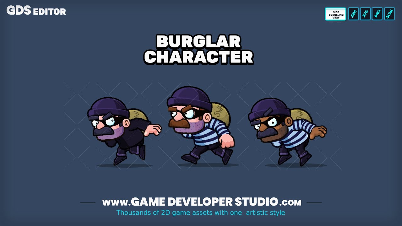 animated Burglar game sprite preview - YouTube