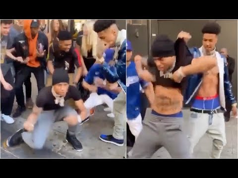 Blueface Scared Of NLE Choppa New Dance Starts Holding Him Up By Shirt