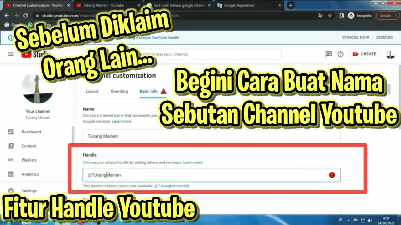 Cara Membuat Handle Youtube Sebelum Diklaim Orang Lain - Youtube Handle ...