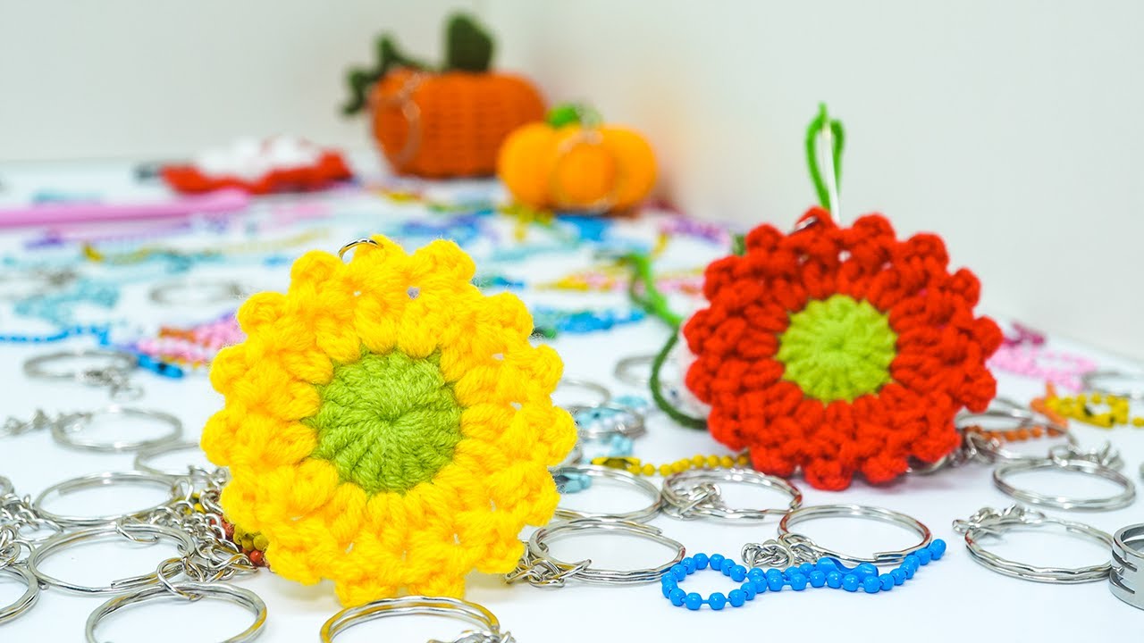 Crochet Flower Keychain Tutorial, Pretty and How to Crochet for ...