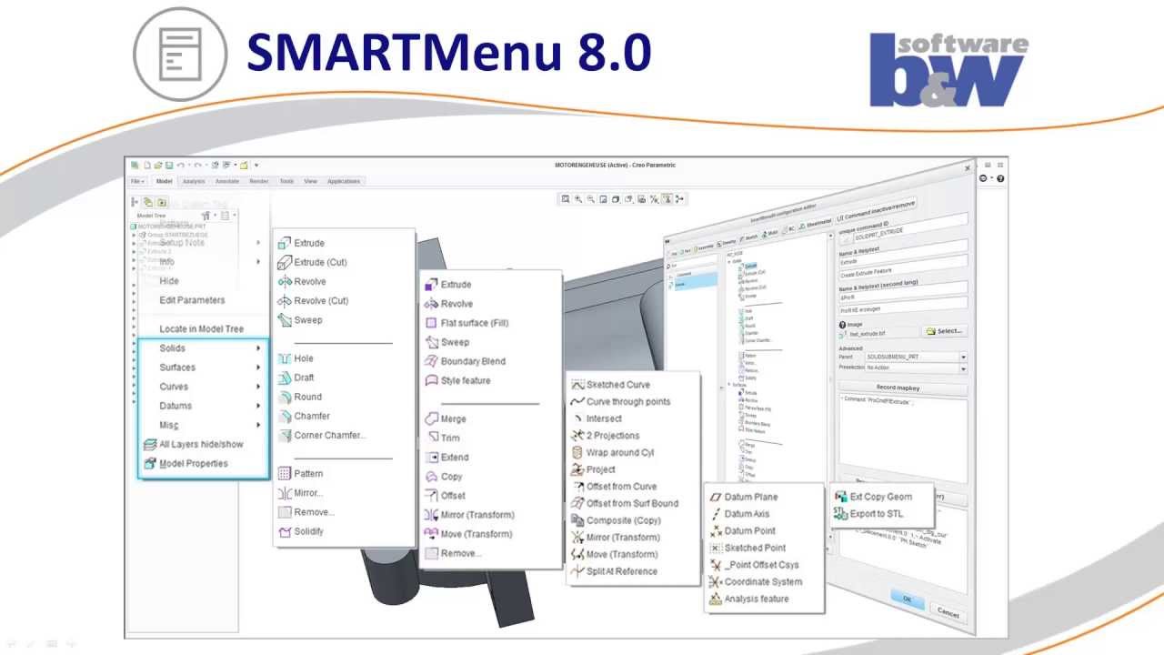 SMARTMenu 8.0 with Creo Parametric 2.0 - YouTube
