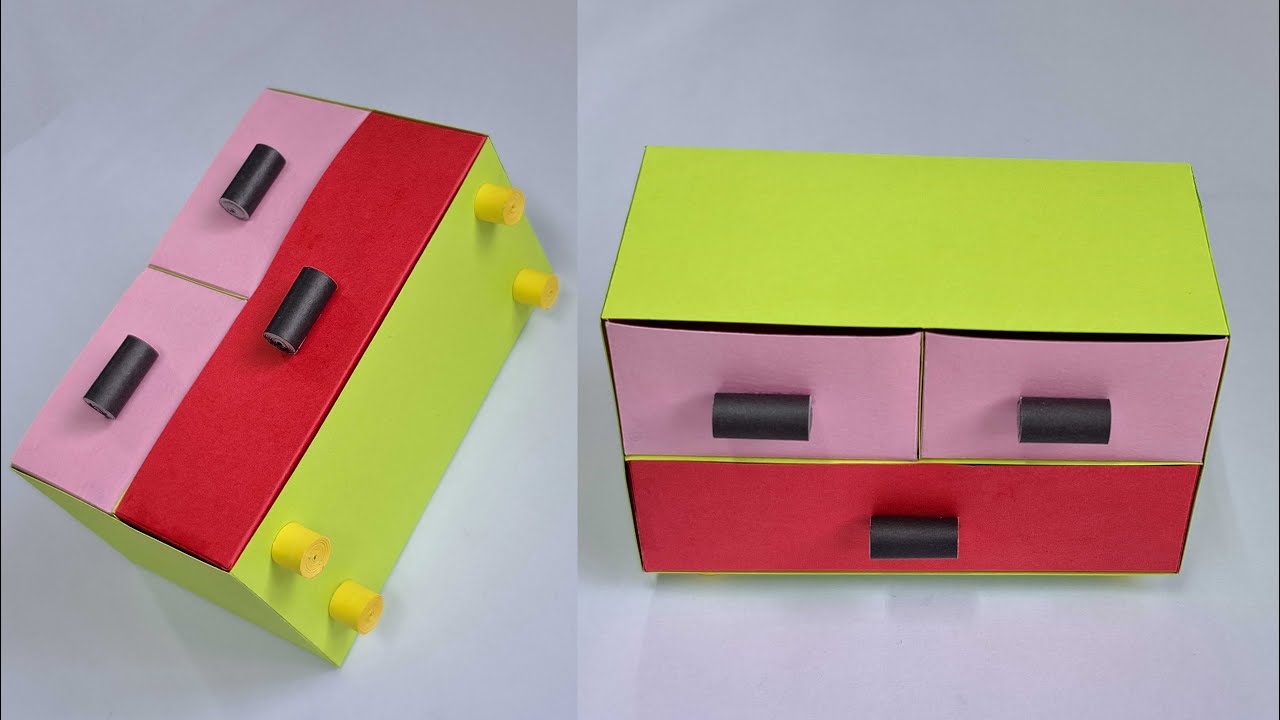 How To Make Paper Wardrobe | Paper Cabinet Easy - YouTube