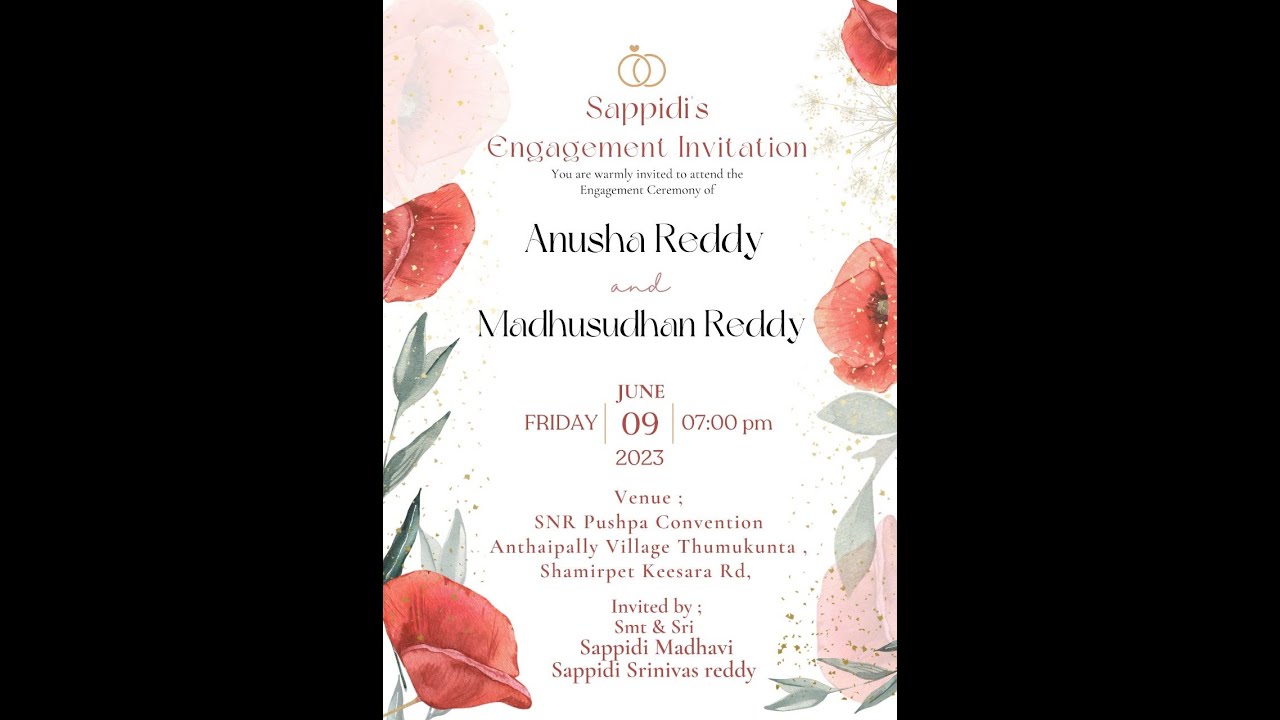 Anusha Reddy & Madhusudhan Reddy Engagement Ceremony - YouTube