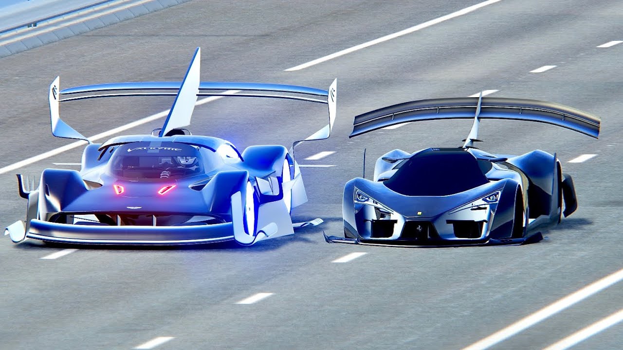 Ferrari F80 GTR vs Aston Martin Black Nightmare - Drag Race 20 KM - YouTube